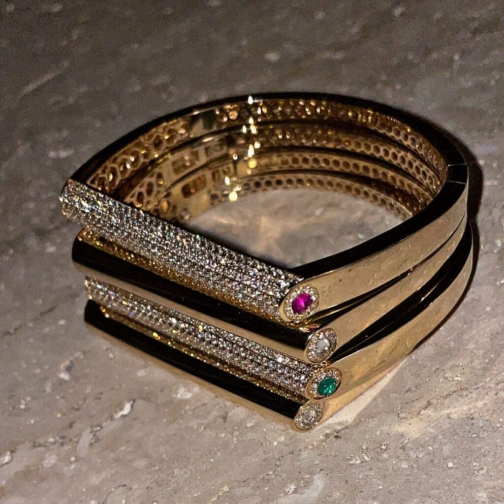 BANGLE GRACE DIAMONDS EMERALDS - Rainbow K