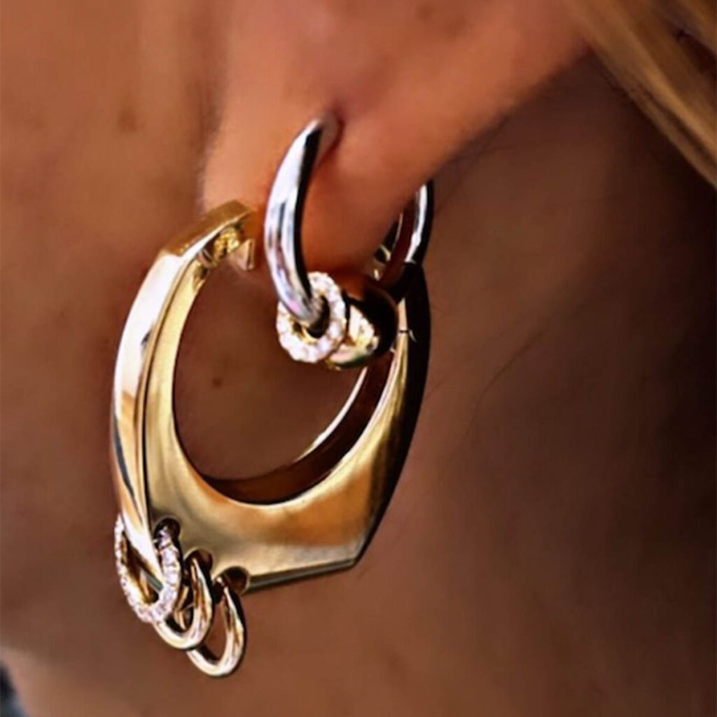 EARRING GRACE PIERCING YELLOW GOLD - Rainbow K